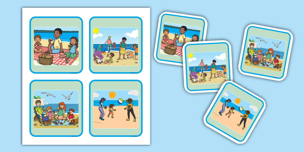 Sequencing Cards at the Beach (teacher made) - Twinkl