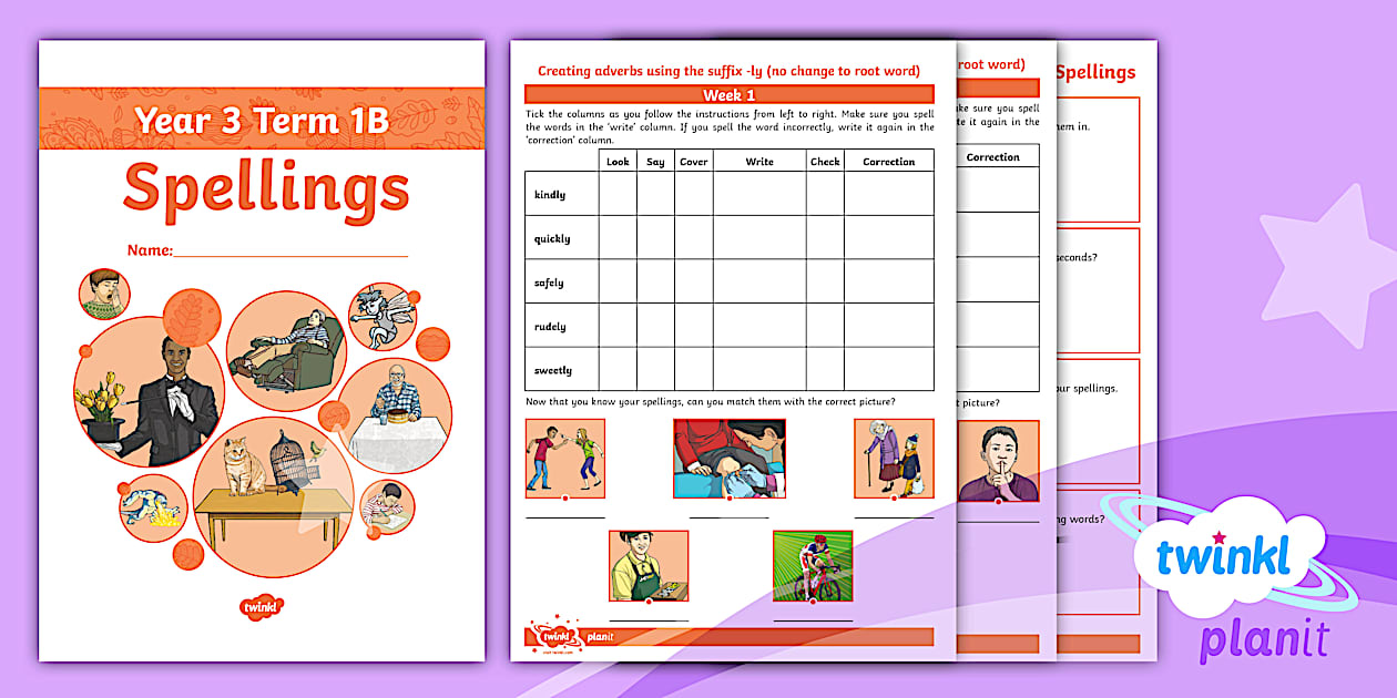 Cursive PlanIt Y3 Term 1B Look-Cover-Write-Check Spelling Practice Booklet