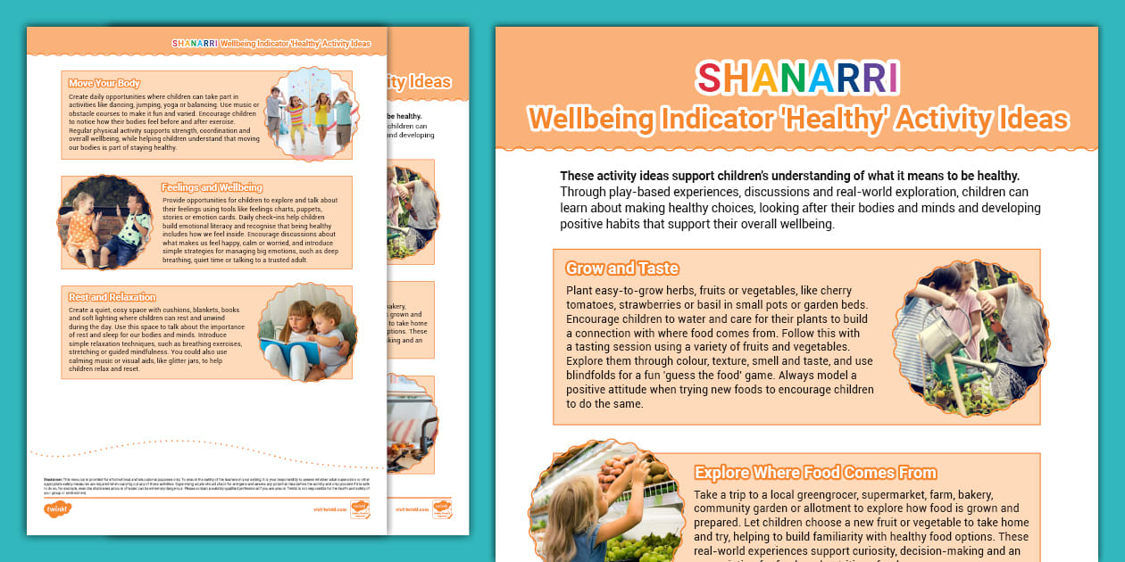 SHANARRI Wellbeing Indicator 'Healthy' Activity Ideas