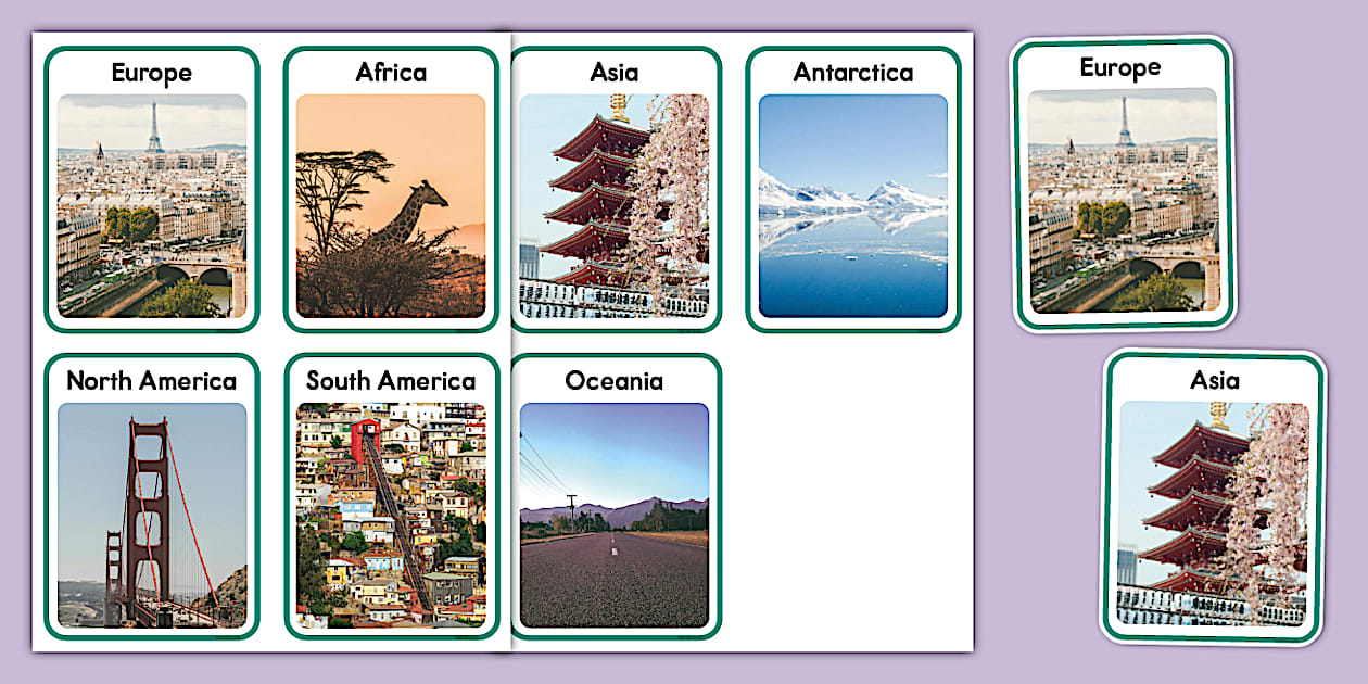 Continents Photo Flashcards