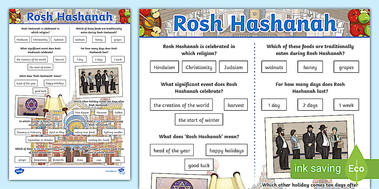Rosh Hashanah Paper Quiz (teacher made) - Twinkl