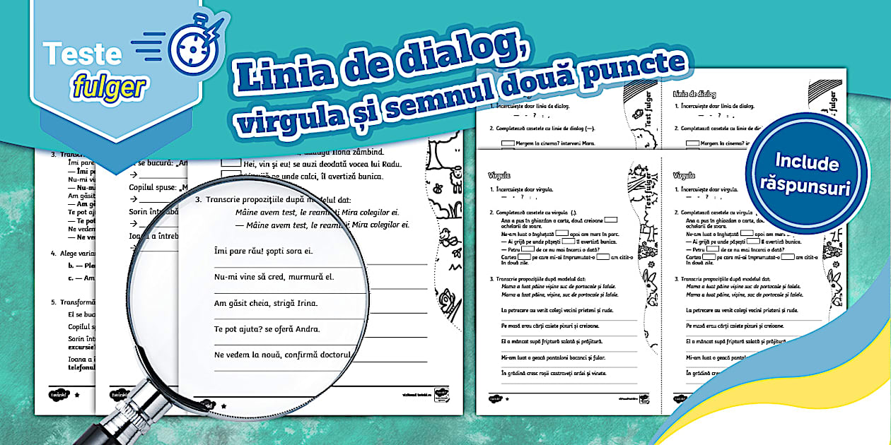 Linia de dialog, virgula și semnul două puncte – Test fulger