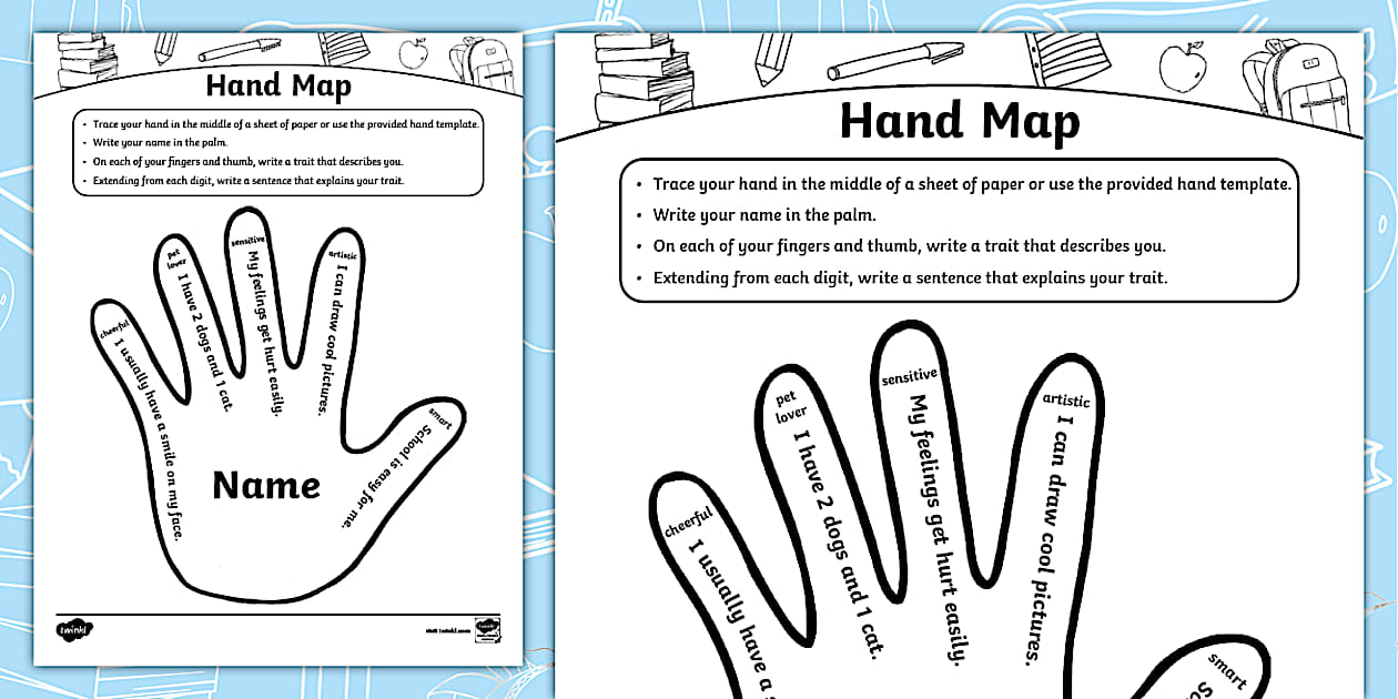 Back to School Hand Map for 6th-8th Grade - Twinkl