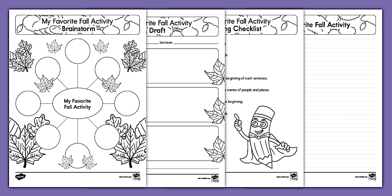 First Grade My Favorite Fall Worksheet Writing Prompt Activit