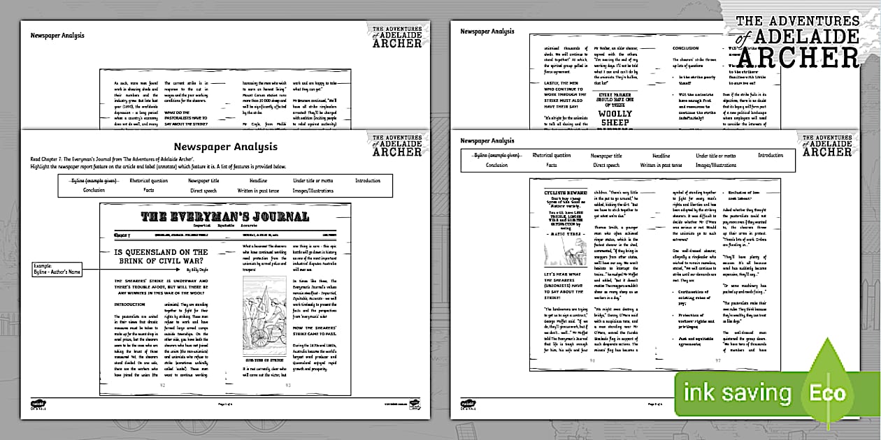 Newspaper Language Analysis Activity | Years 3-6 Australia