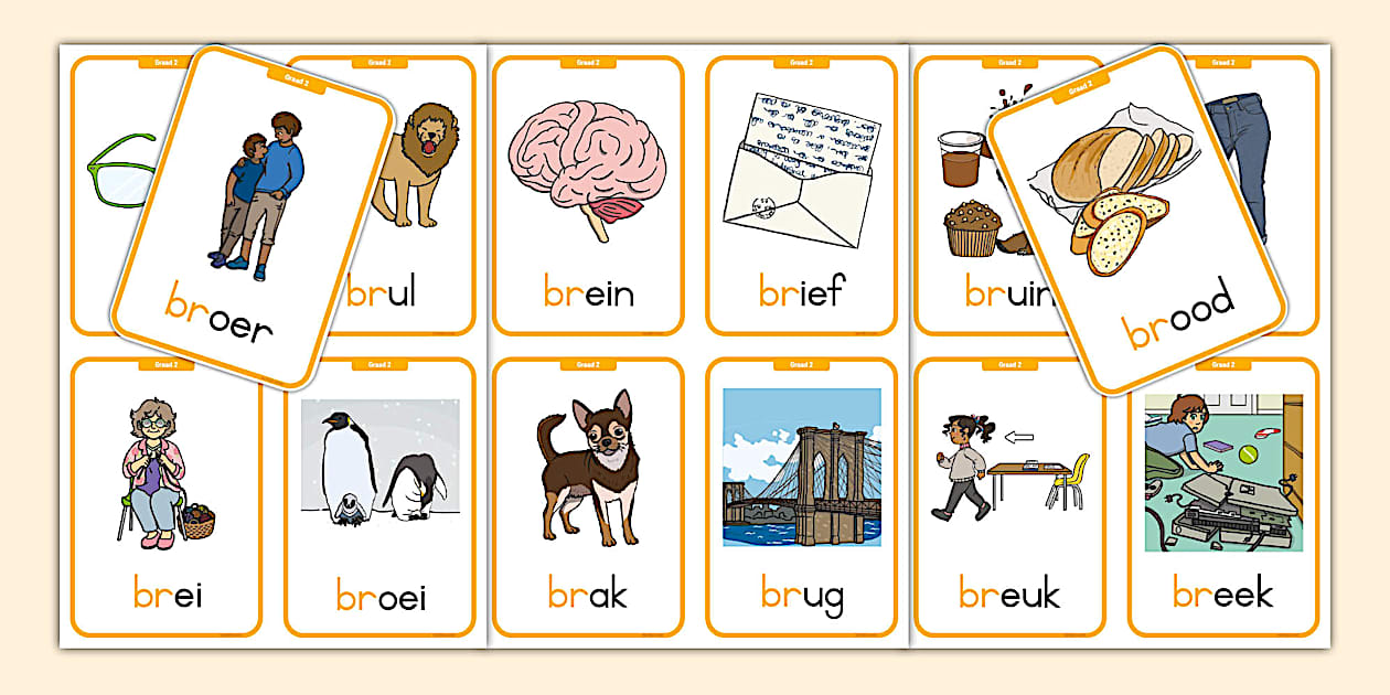 Graad 2 Klanke Flitskaarte Beginklank br (teacher made)