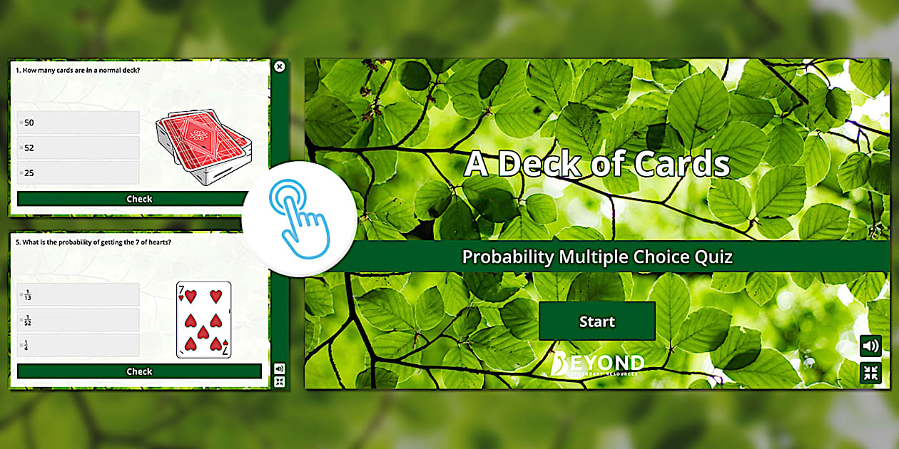 👉 Probability Deck of Cards Worksheet | Multiple Choice Quiz