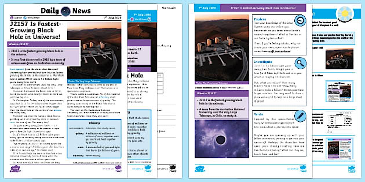 Fastest-Growing Black Hole in Universe Daily News Activity and Story Pack