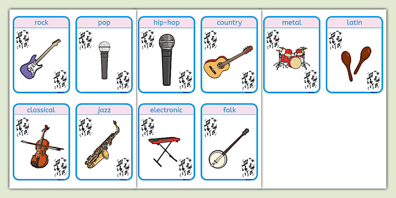 Genres of Music Flashcards (Hecho por educadores) - Twinkl