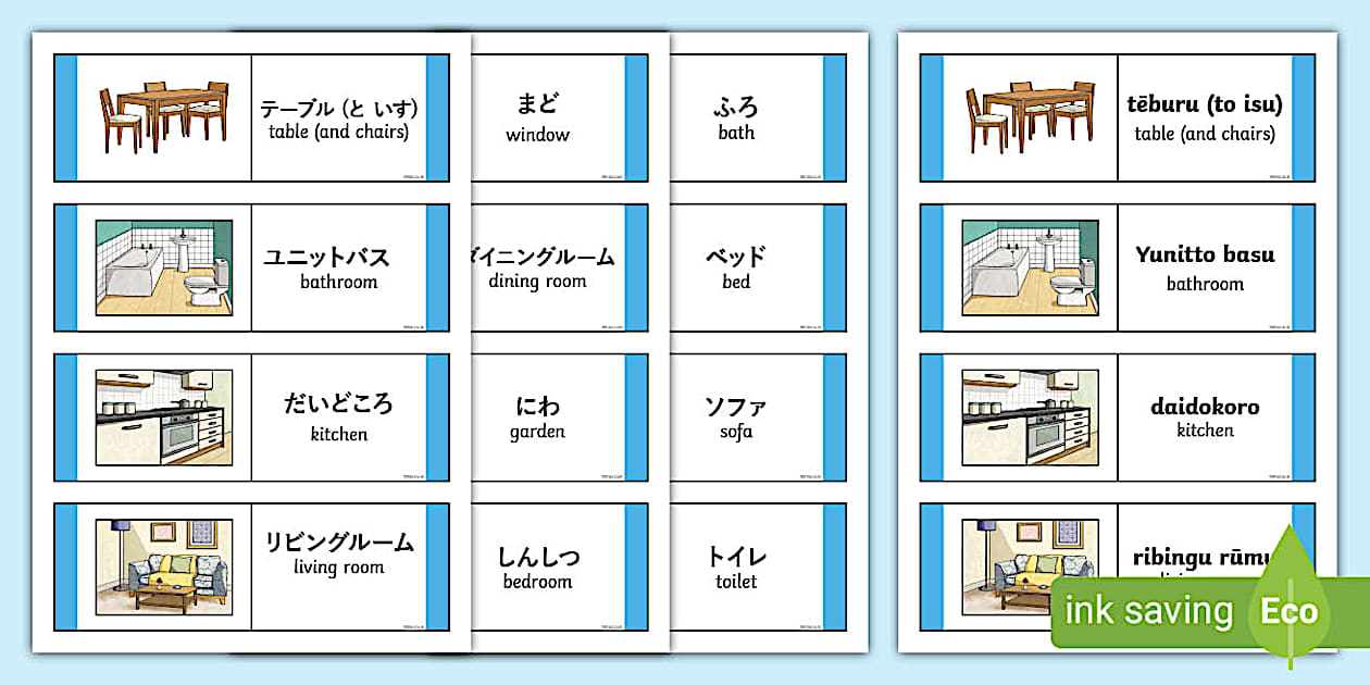 Parts of the House Card Game Japanese/English