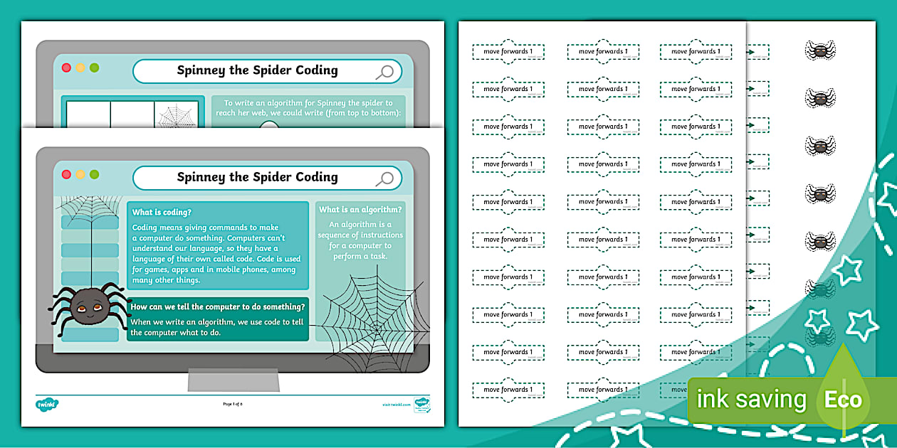 Spinney the Spider Coding (Ages 5 - 7) - Twinkl