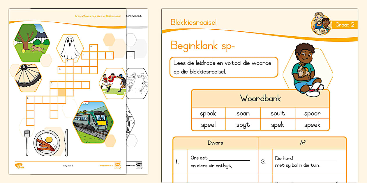 Graad 2 Klanke Blokkiesraaisel sp- - Twinkl