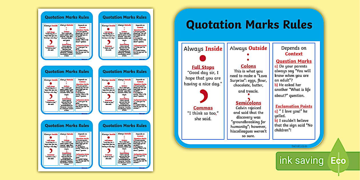 Quotation Marks Rules Flashcards (teacher made) - Twinkl