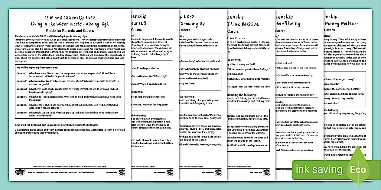 PSHE and Citizenship Parent and Carer Guide Pack LKS2