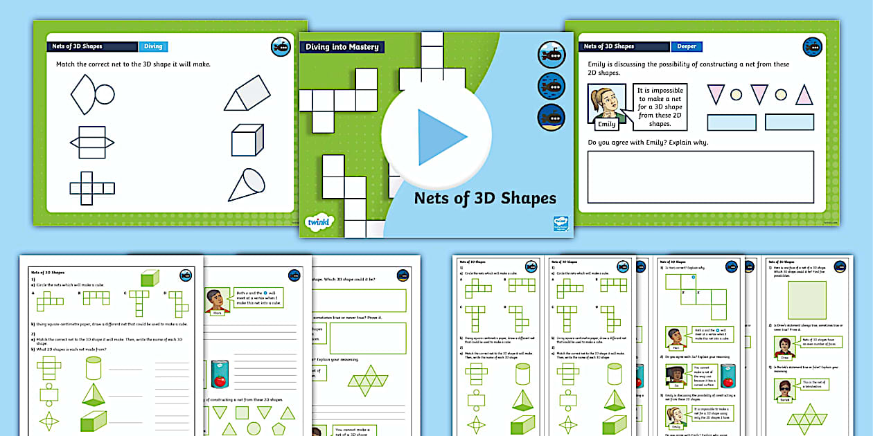 👉 Y6 DiM: Step 11 Nets of 3D Shapes Teaching Pack