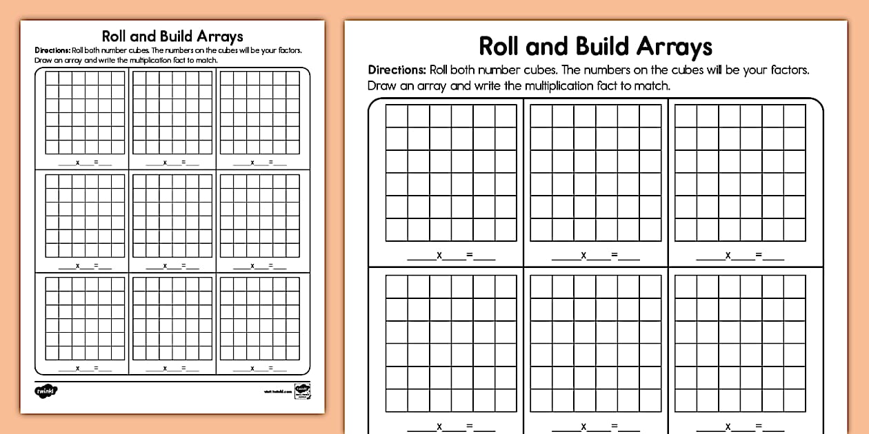 Second Grade Roll and Build Arrays Worksheet (teacher made)