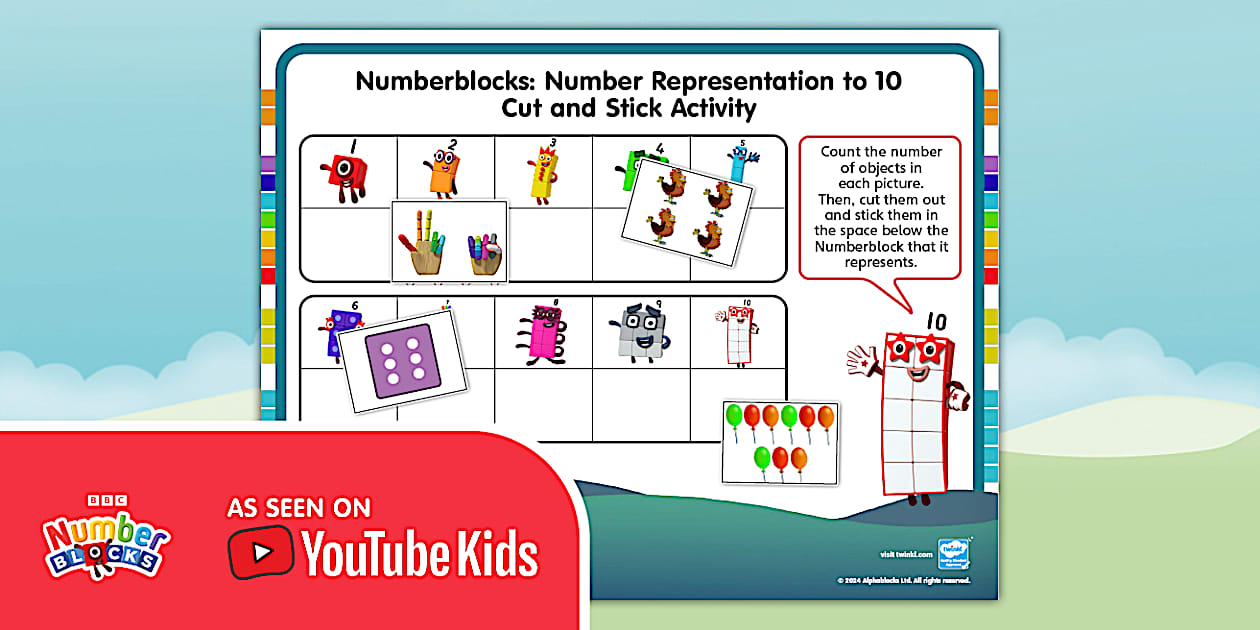 Numberblocks: Number Representation to 10 Cut and Stick