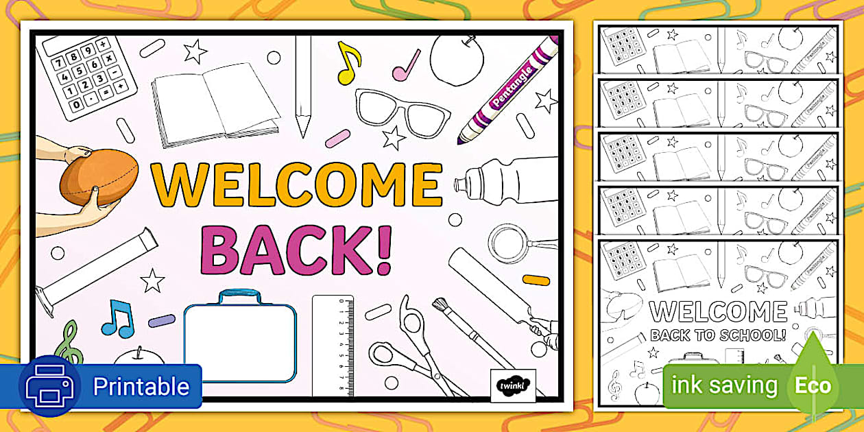 Welcome Back to School Colouring Poster For All Grades!