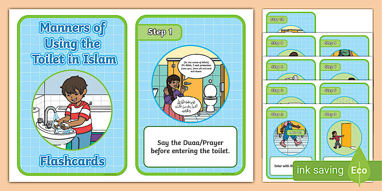 Manners of Using the Toilet in Islam Flashcards - Twinkl