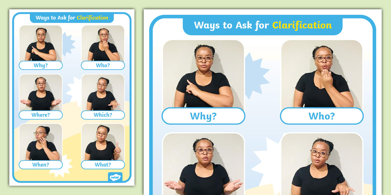 Photo Posters for Clarification Requests in SASL - Twinkl