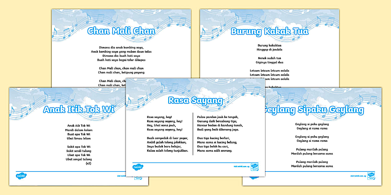 Lagu-lagu rakyat, lagu kanak- kanak, dwi bahasa, bilingual, Mother Tongue