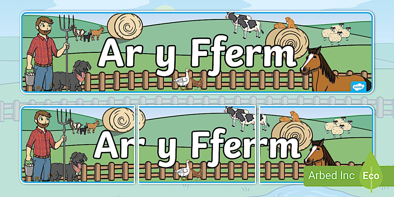 On The Farm Display Banner (Welsh) - Twinkl