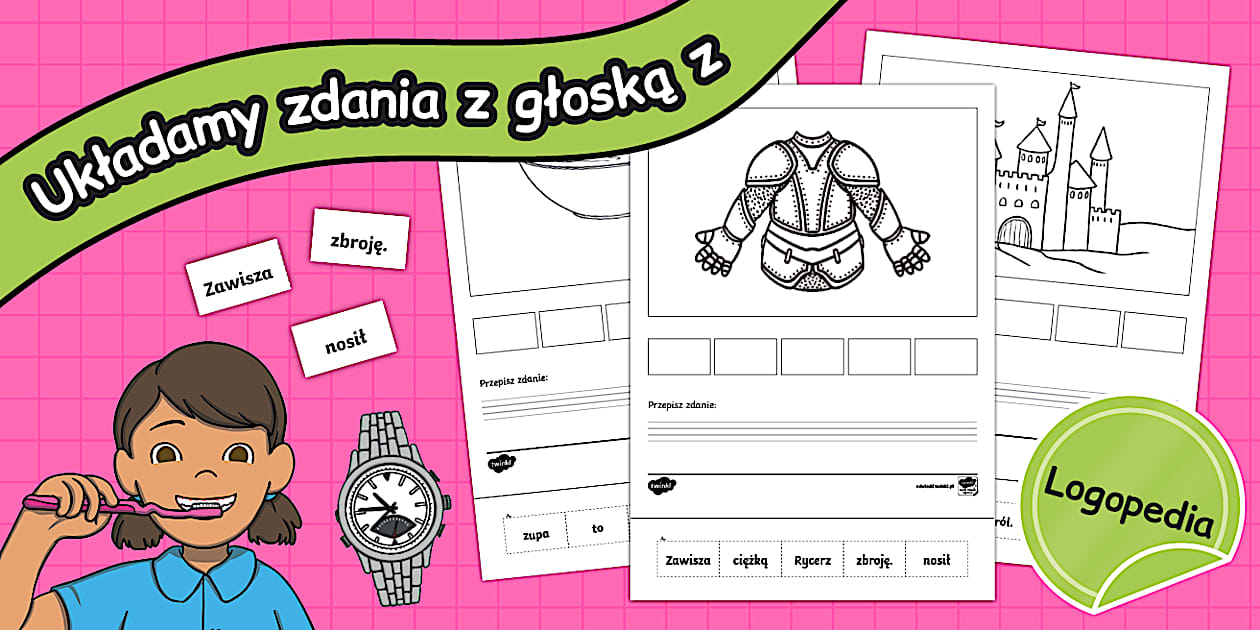 Głoska Z | Układanie zdań | Karta pracy | Logopedia