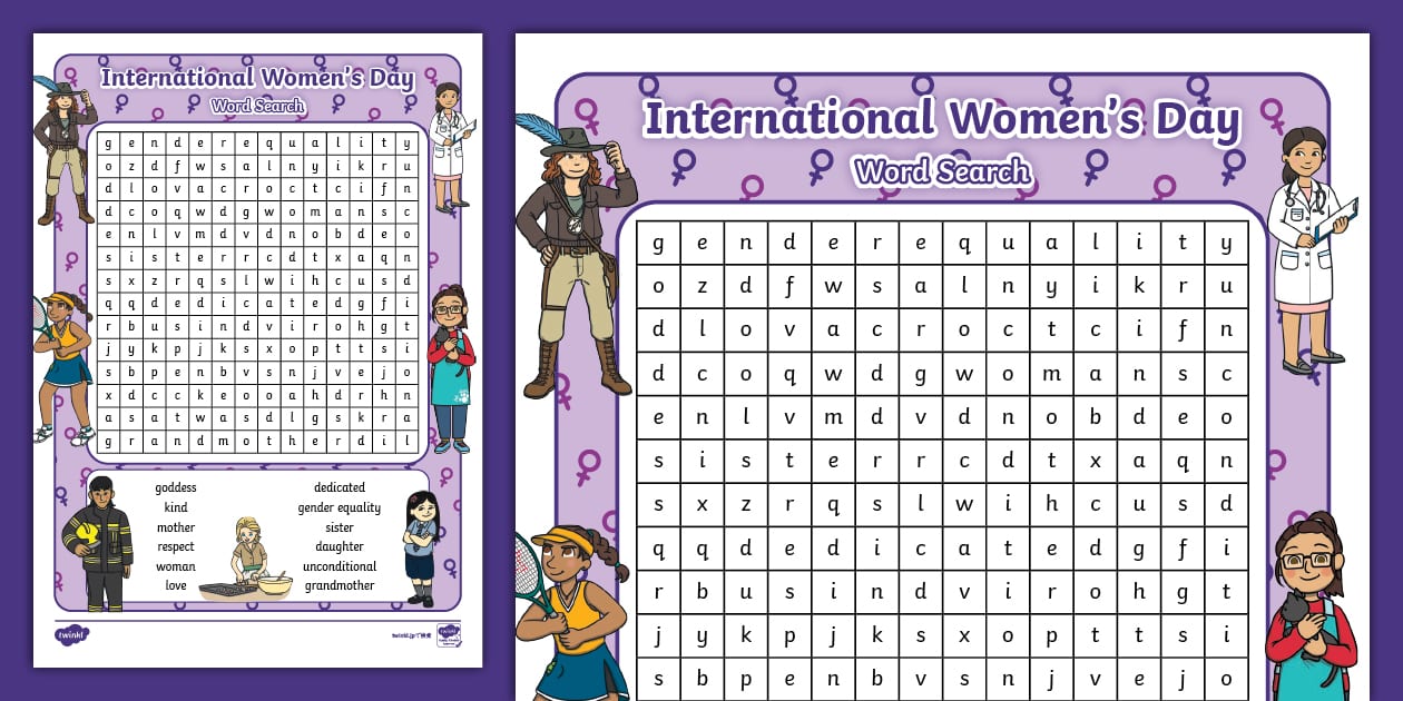 * NEW * International Womens Day English Vocabulary Word Search 国際女性デー ...