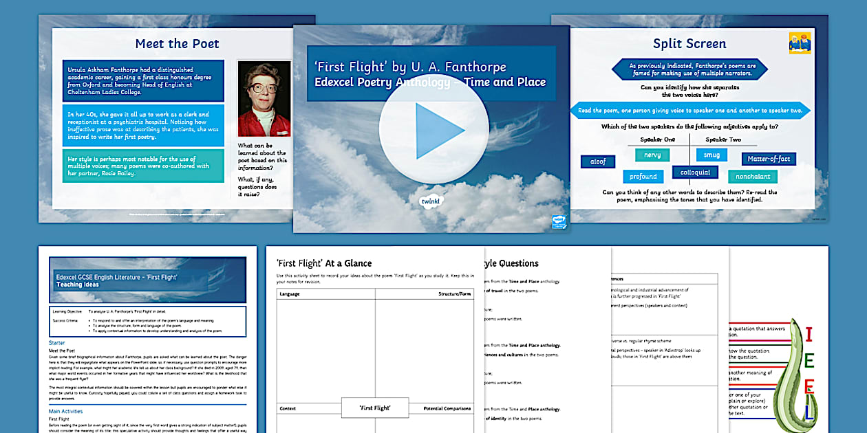 Editable GCSE Lesson Pack To Support Teaching on 'First Flight' by U. A.