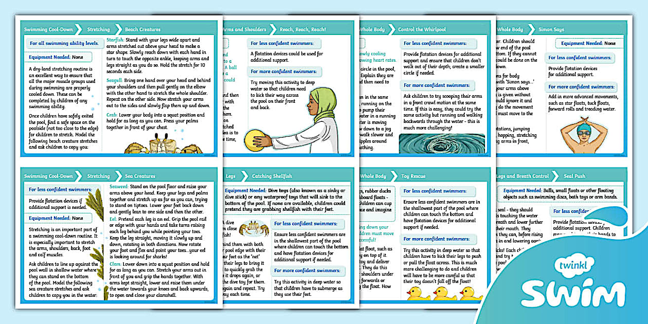 Cards for Swimming Cool-Downs - Twinkl Swim - PE - Move