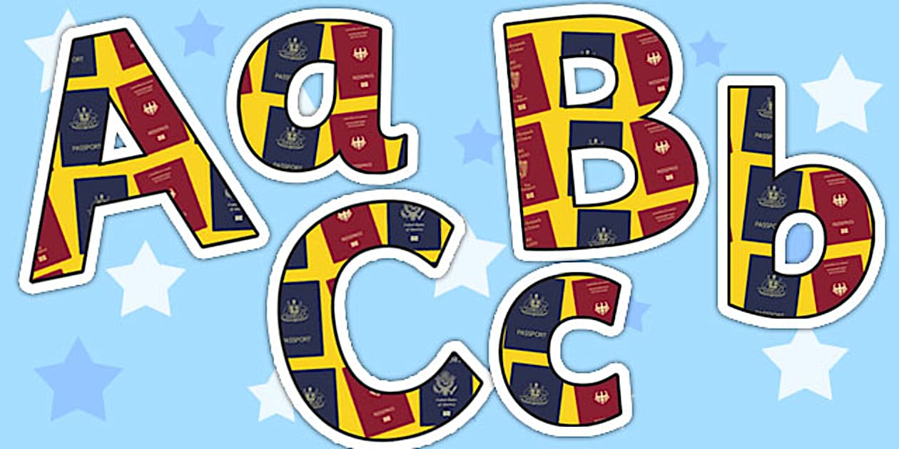 Passport Themed Small Lowercase Display Lettering - passport