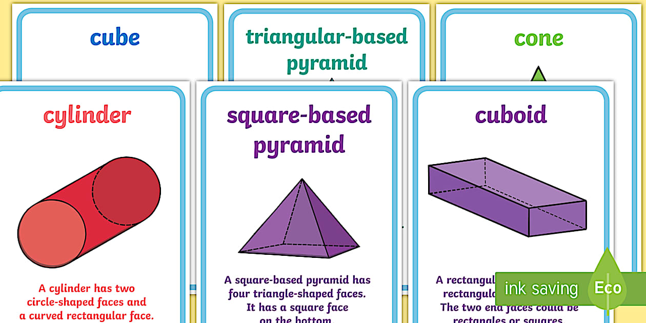 Precursive 2D Shapes on the Surface of 3D Shapes Posters Year 2 KS1