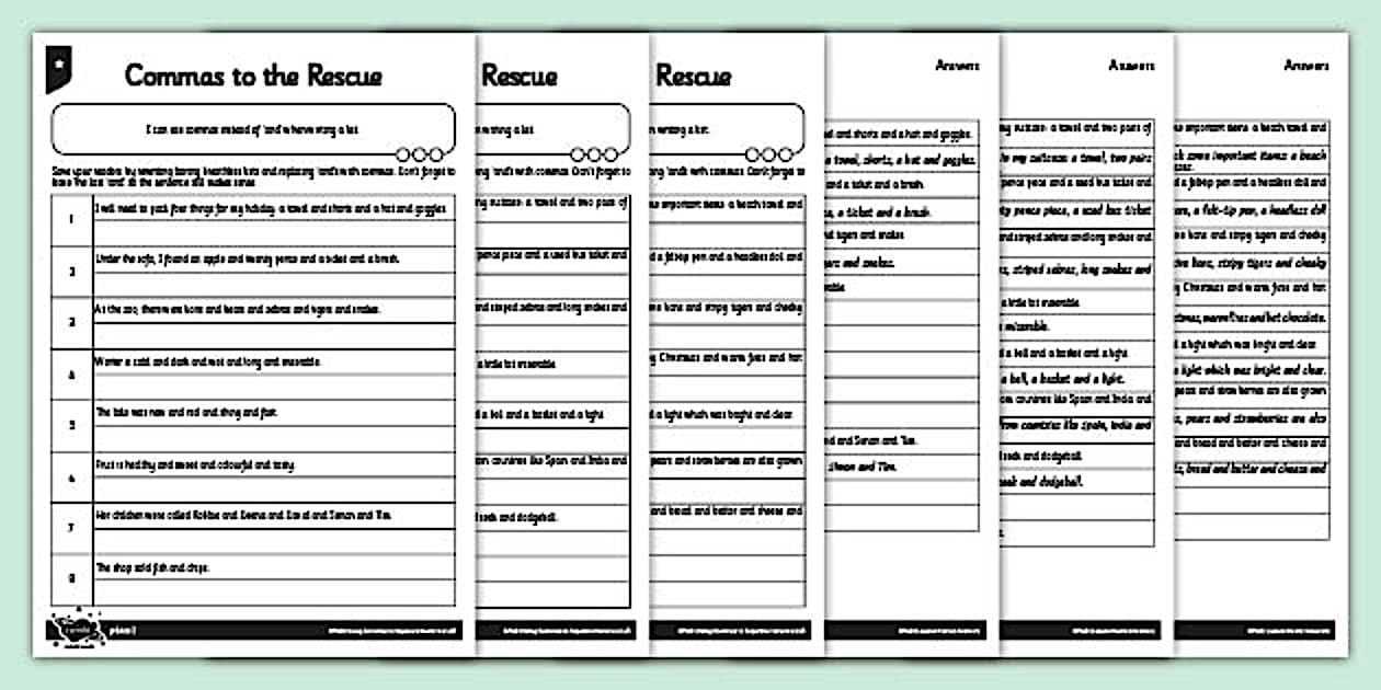 Commas Worksheets - Teaching Resources (teacher made)