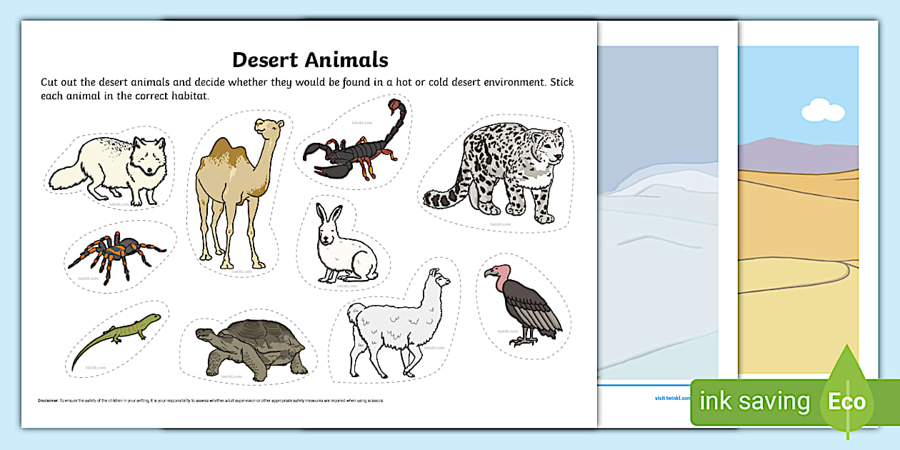 Desert Animals Cut and Stick Sorting Activity - Twinkl