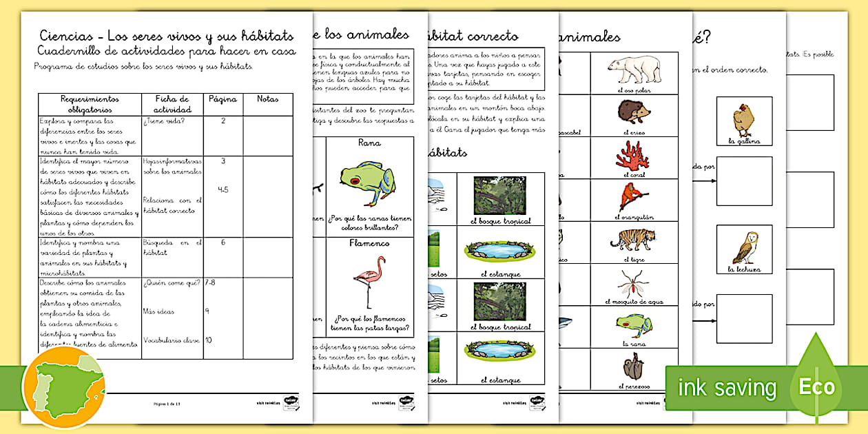 Cuadernillo de ciencias: Los seres vivos y sus hábitats