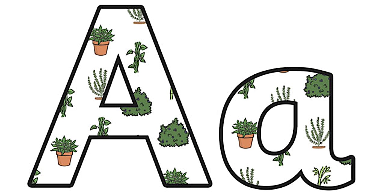 Cursive Green Plants Small Lowercase Display Lettering