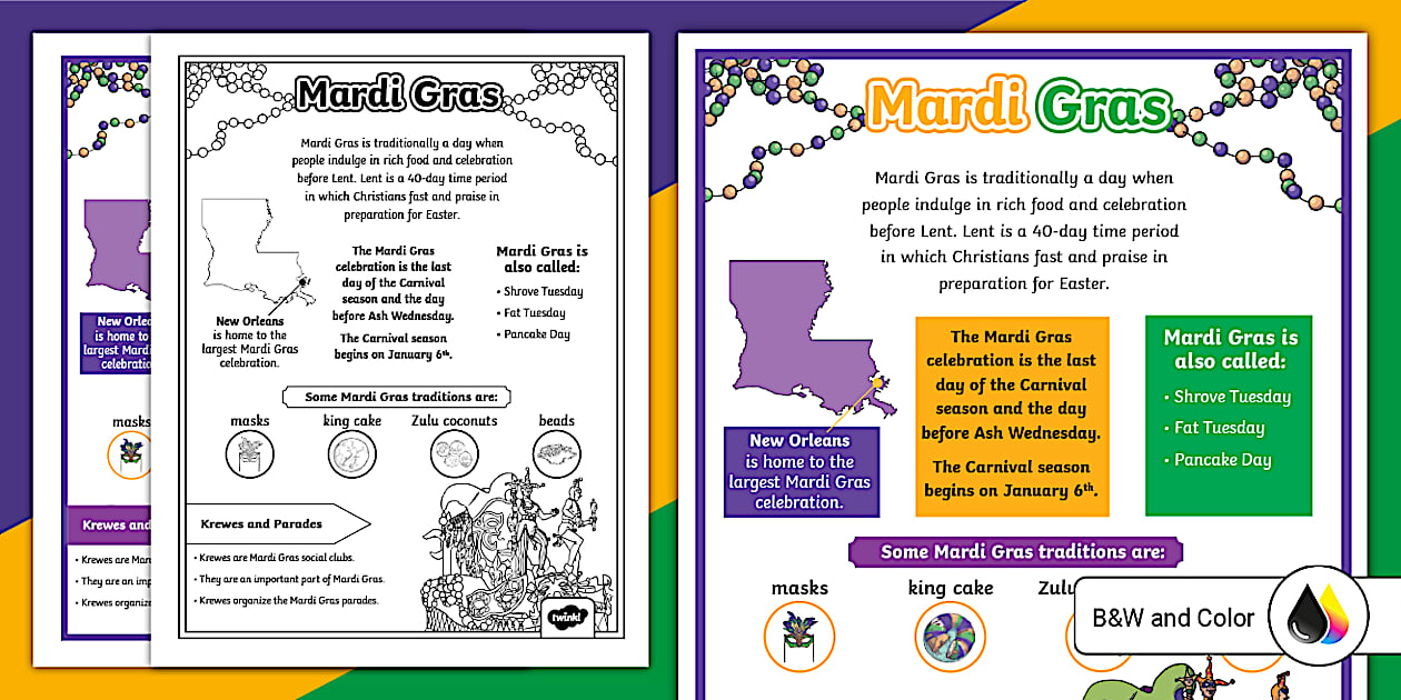 Editable Mardi Gras Informational Poster - Twinkl