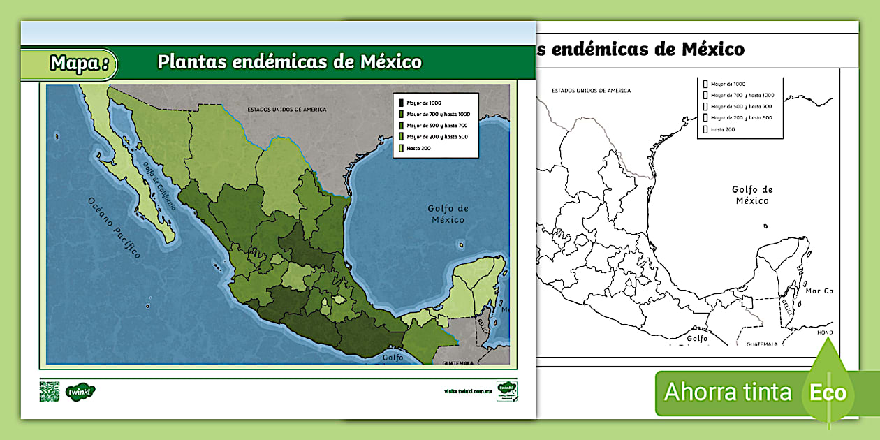 Mapa: Plantas endémicas de México (professor feito)