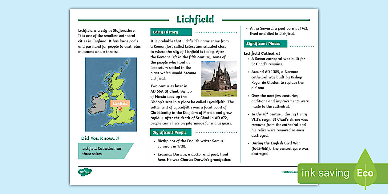 Lichfield Local History Fact File - KS2 (creat de profesori)