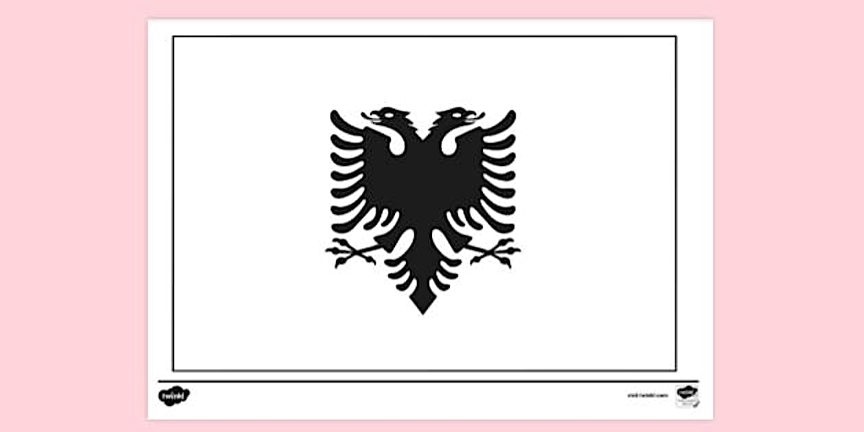Colouring Sheet Albanian Flag | Colouring Sheets - Twinkl