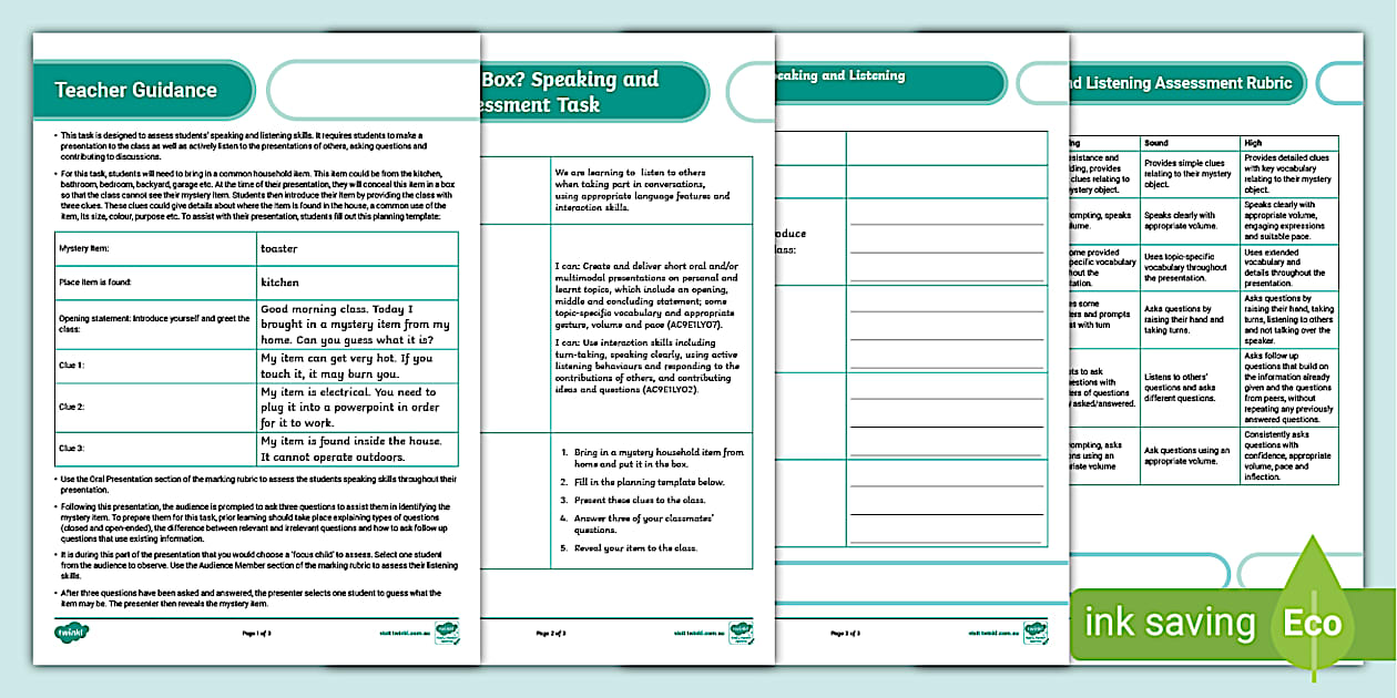 Year 1 Speaking and Listening Assessment - Twinkl
