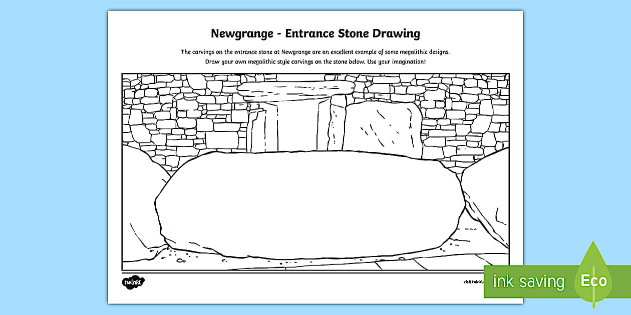 Newgrange, Entrance Stone Worksheet / Worksheet - Twinkl