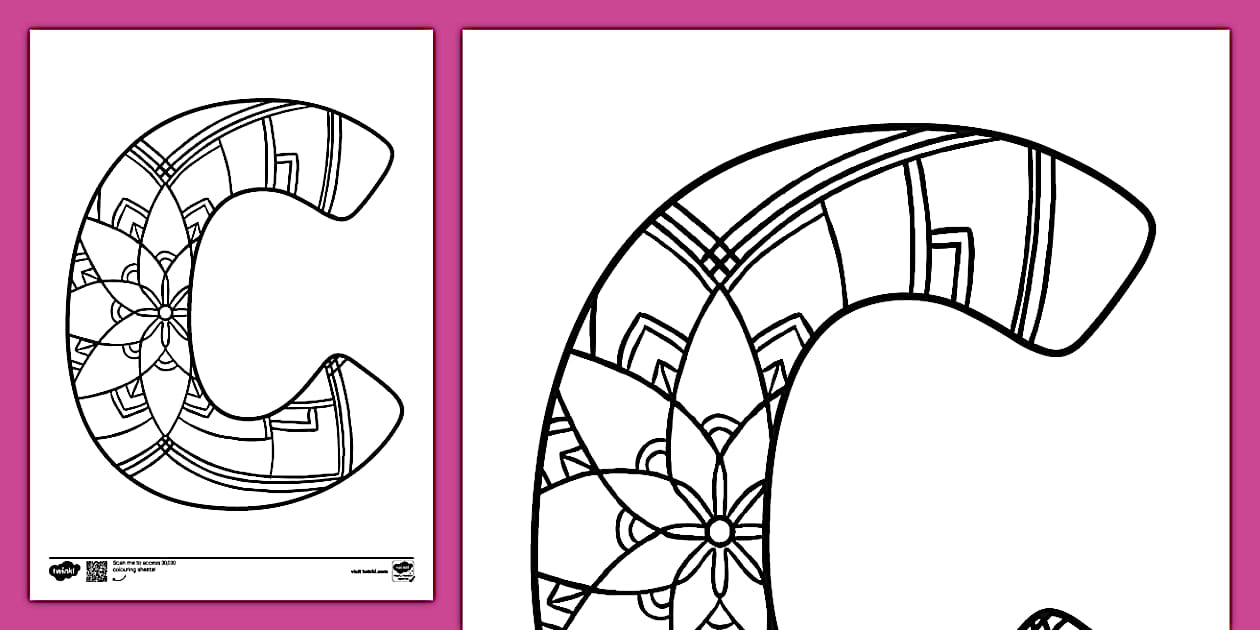 Mandala Letter C Colouring Page (professor feito) - Twinkl