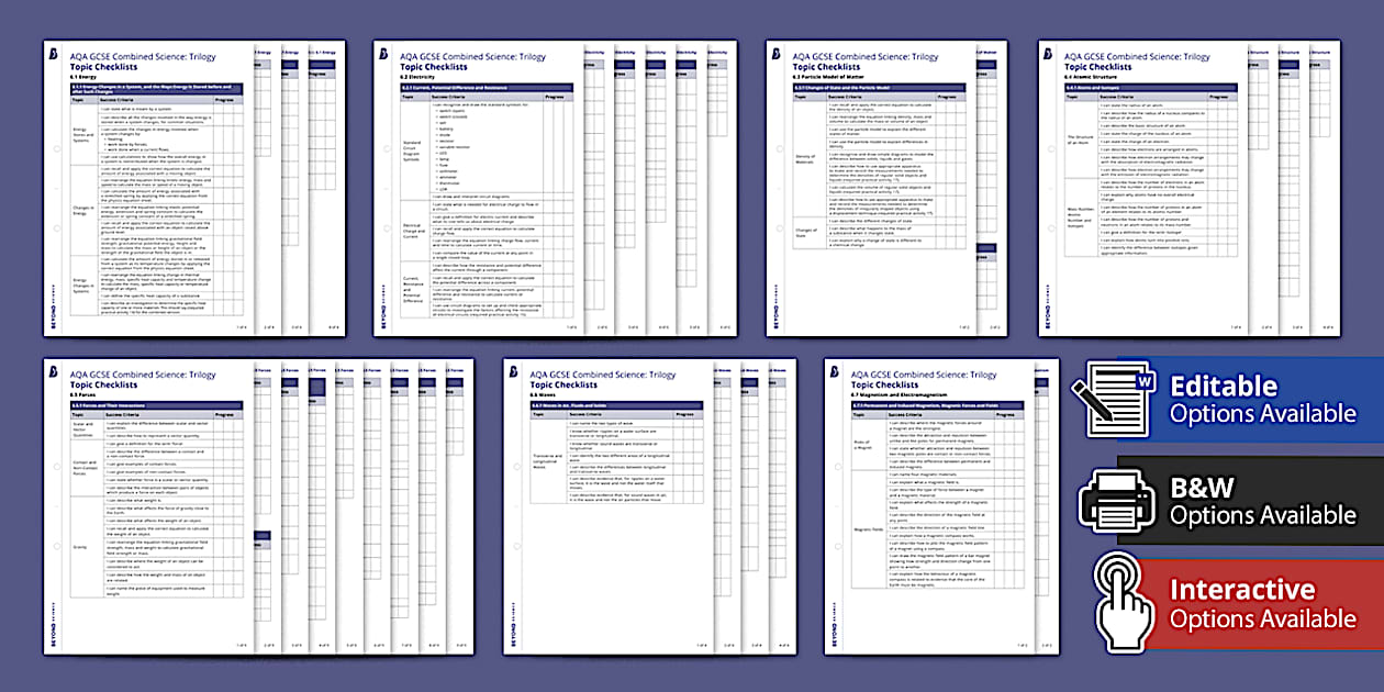 Student Topic Checklists | AQA GCSE Physics | Beyond Science