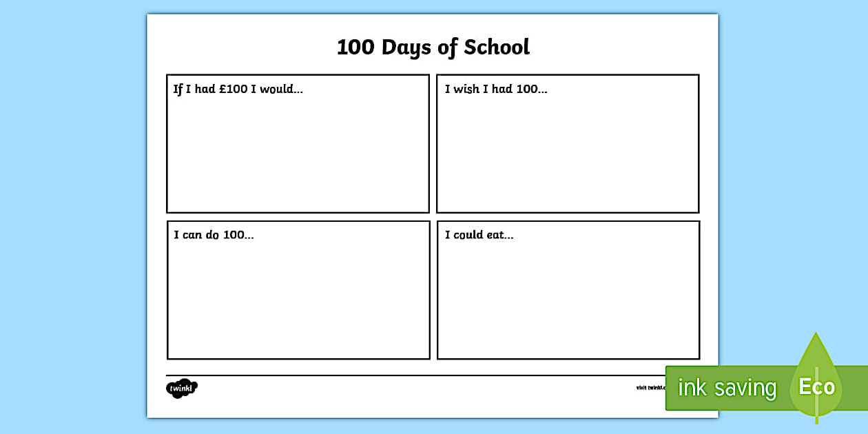 100 Days of School Worksheets | Primary Resource