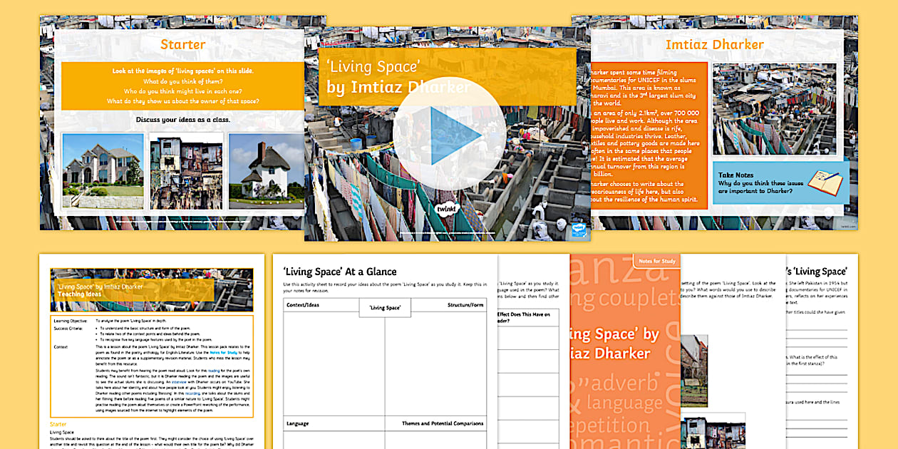 GCSE Poetry Lesson Pack - 'Living Space' by Imtiaz Dharker (LA)