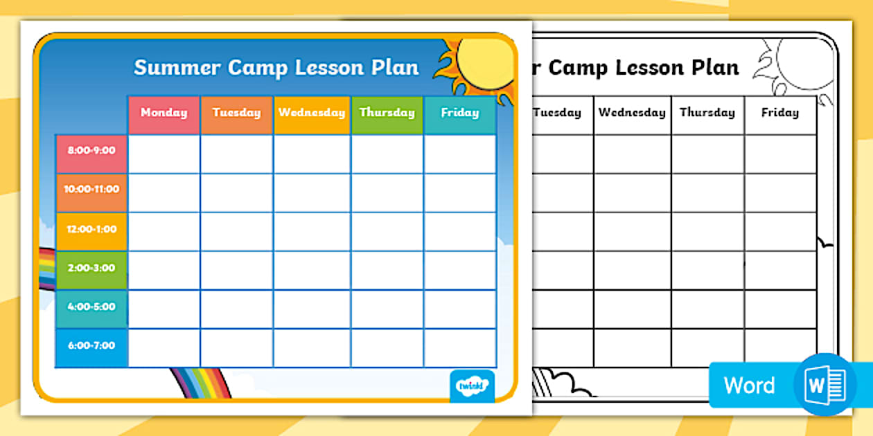 Camp Schedule Template | Resource | Twinkl USA - Twinkl