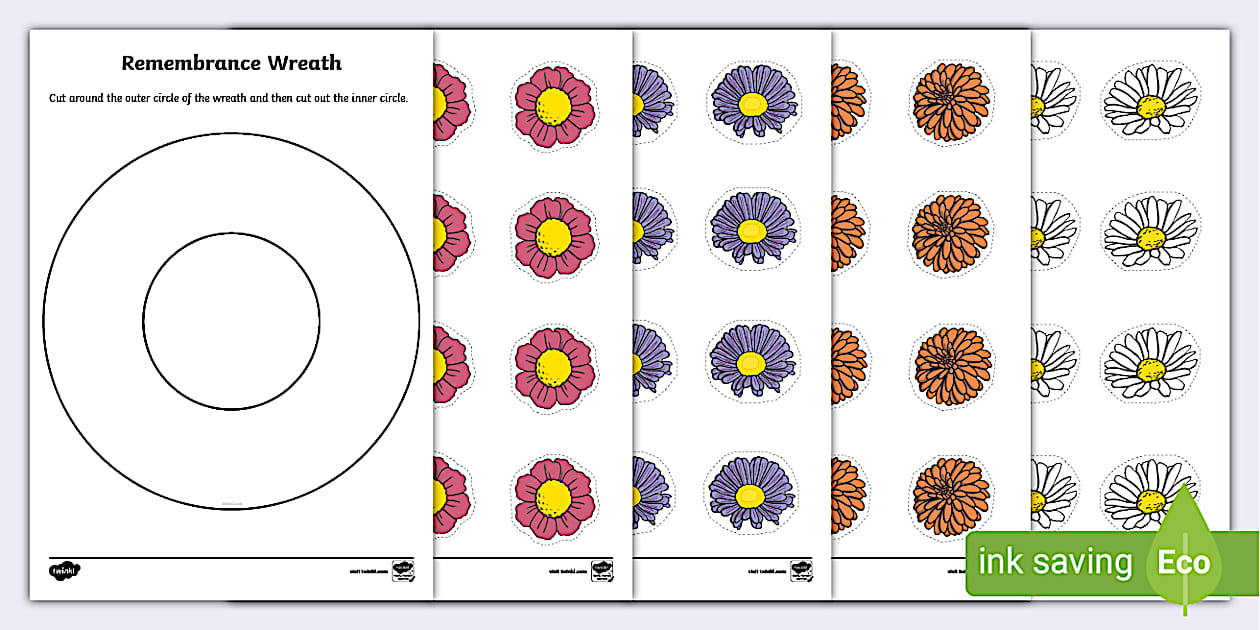 Kindergarten Remembrance Wreath Cutting Skill Activity