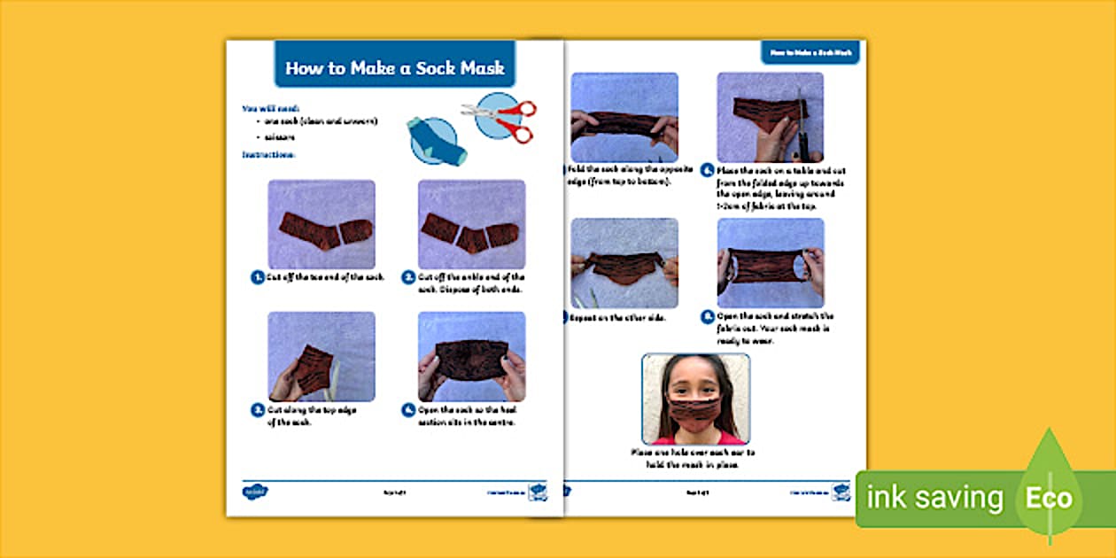 Sock Mask Instructions (teacher made) - Twinkl