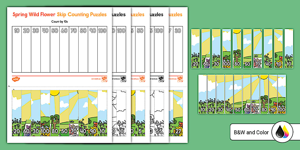 Spring Skip Counting Activity Sheet for Kids | Twinkl USA